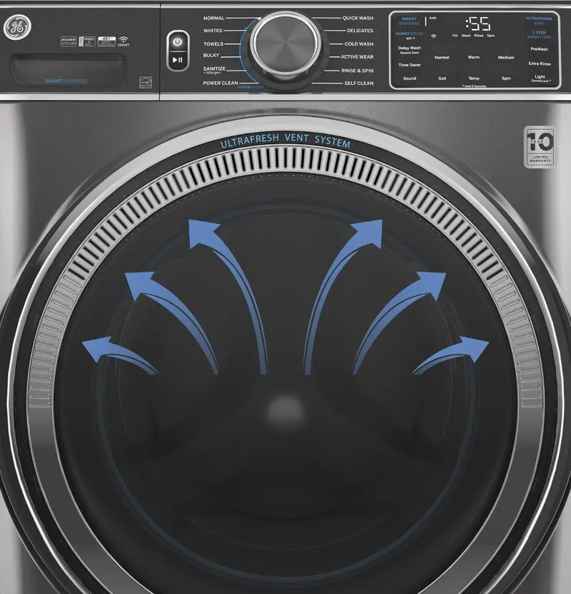 GE 5.0 Cu Ft Smart Front Load Steam Washer - White | RC Willey
