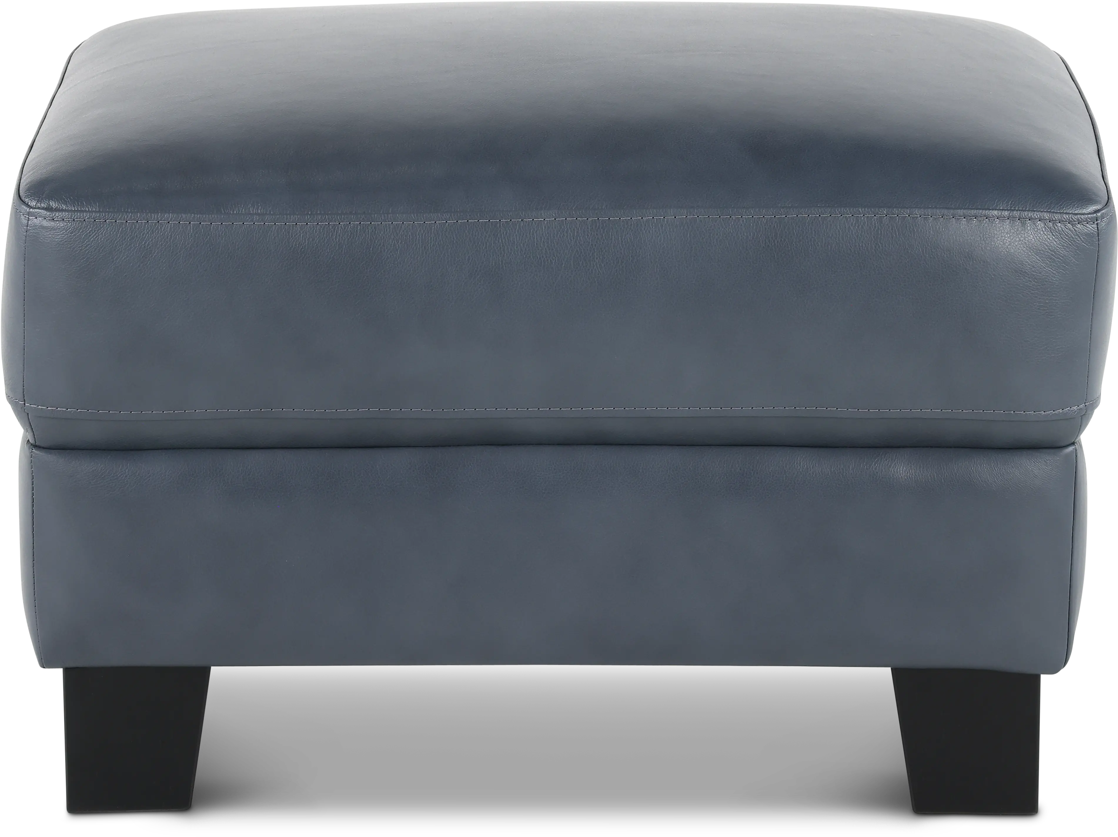 Manhattan Blue Leather Ottoman | RC Willey