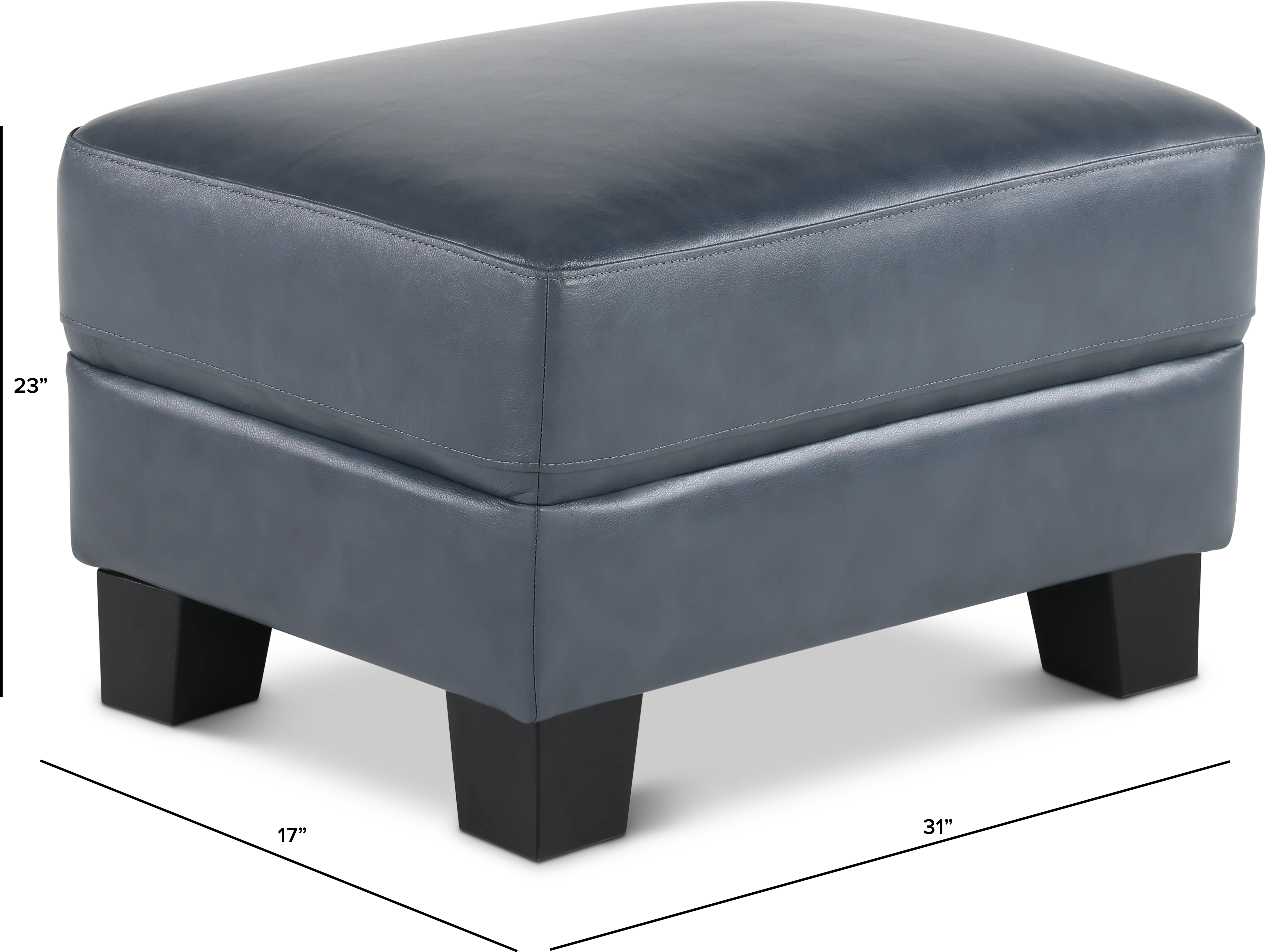 Manhattan Blue Leather Ottoman | RC Willey