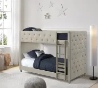 Addyson Gray Upholstered Twin-over-Twin Bunk Bed | RC Willey