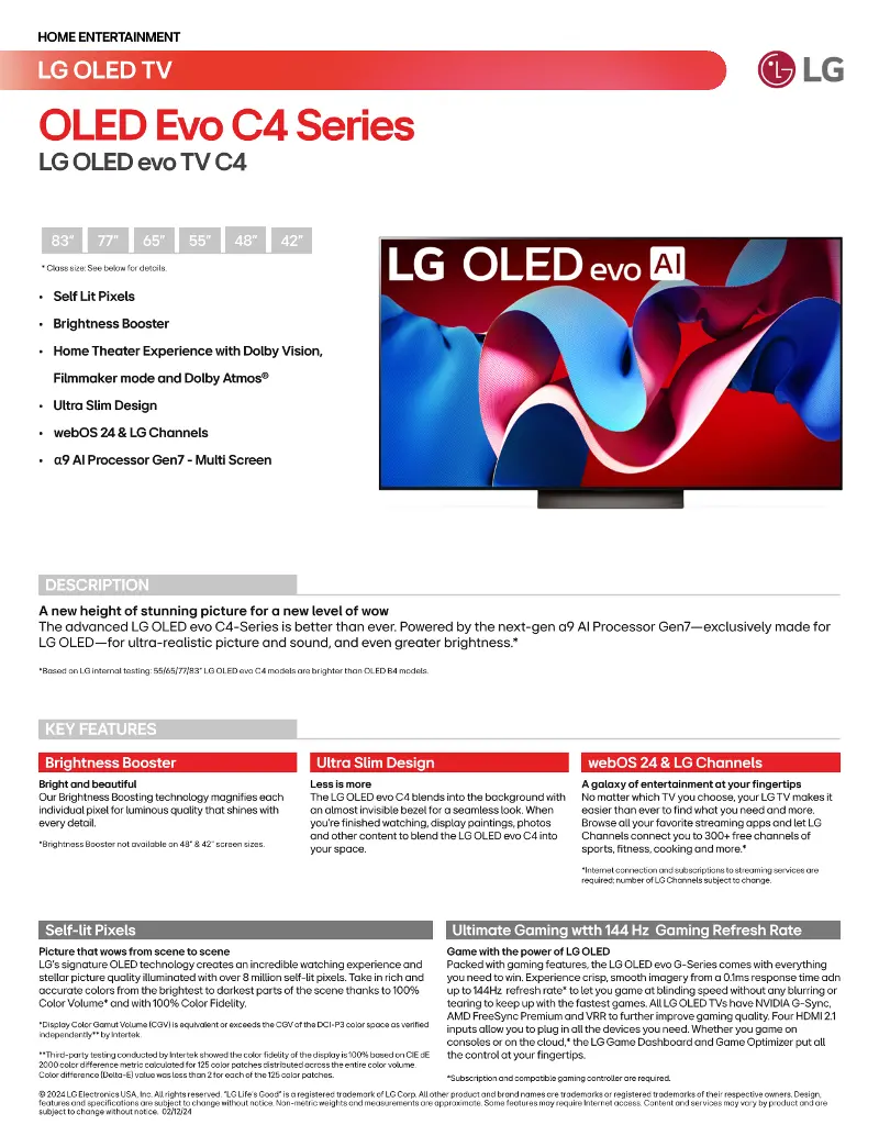 LG 83" C4 OLED evo 4K HDR Smart TV | RC Willey