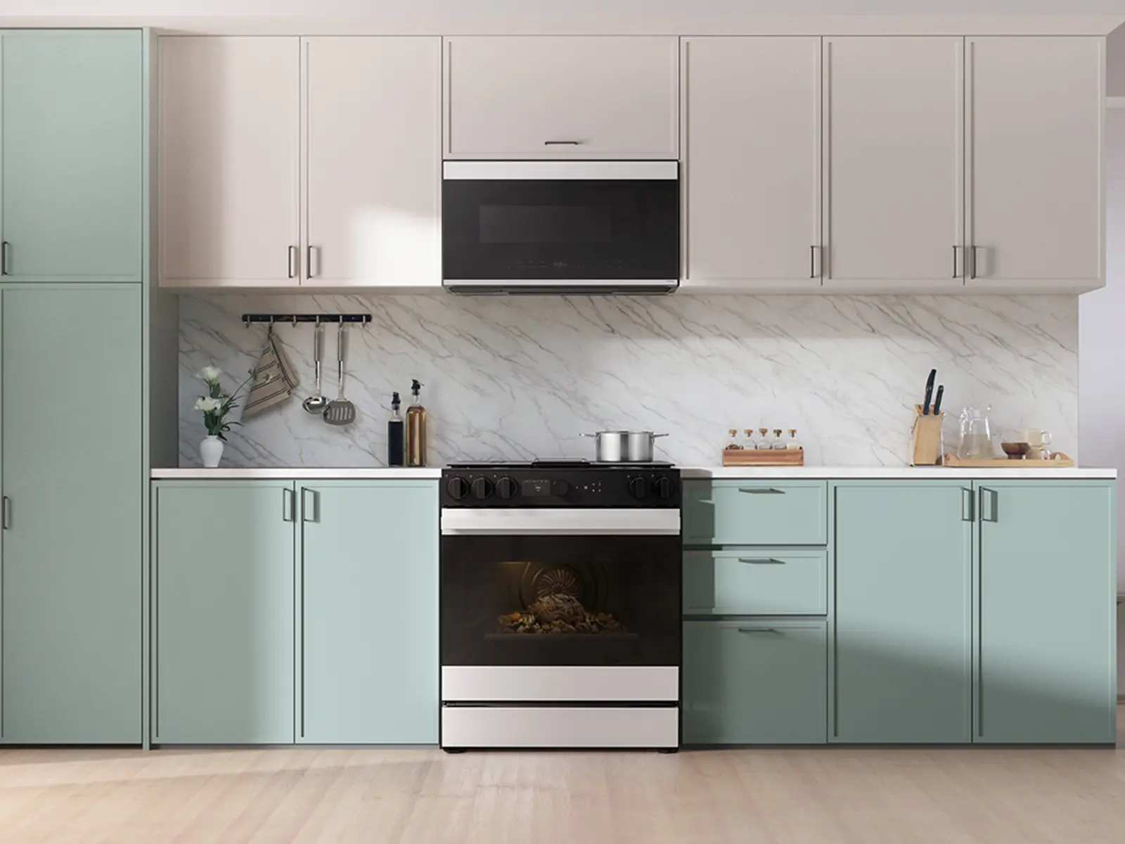 Bespoke Smart 6.0 Cu Ft Gas Range with Smart Oven Camera - White Glass ...