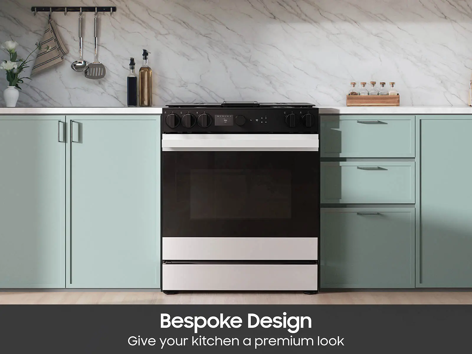 Bespoke Smart 6.0 Cu Ft Gas Range with Smart Oven Camera - White Glass ...