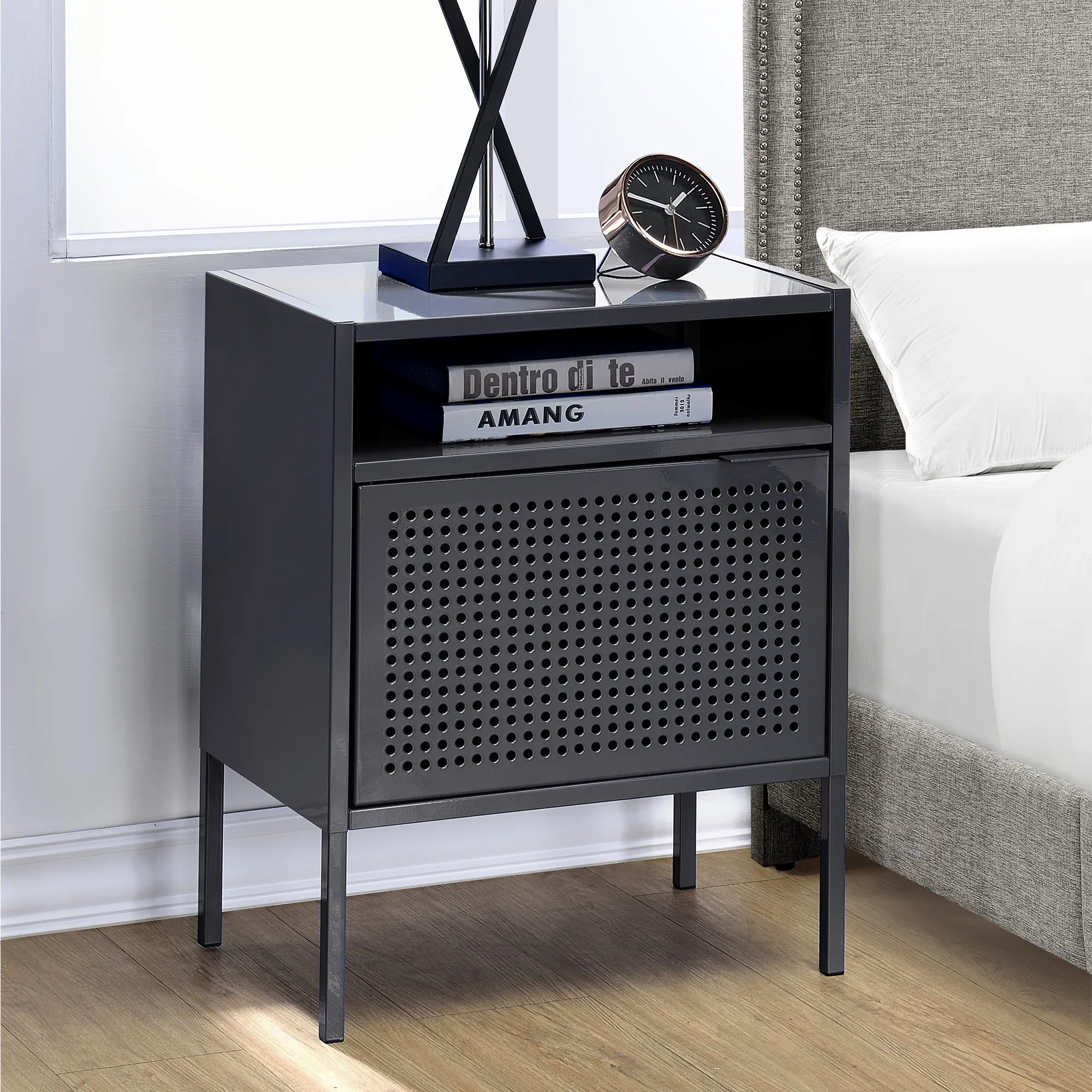 Ember Gray Metal Nightstand | RC Willey