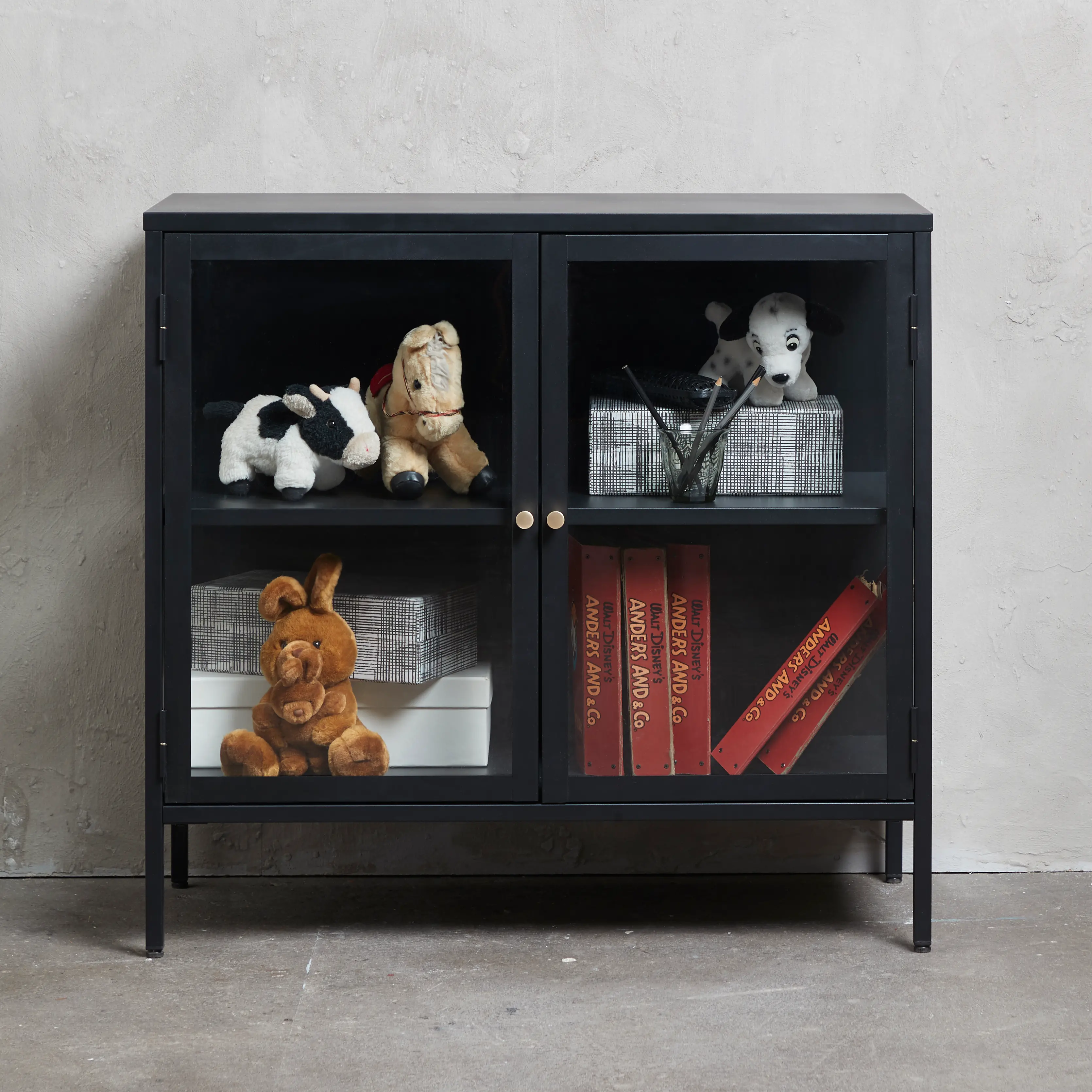 Carmel Black Metal and Glass 2 Section Sideboard | RC Willey