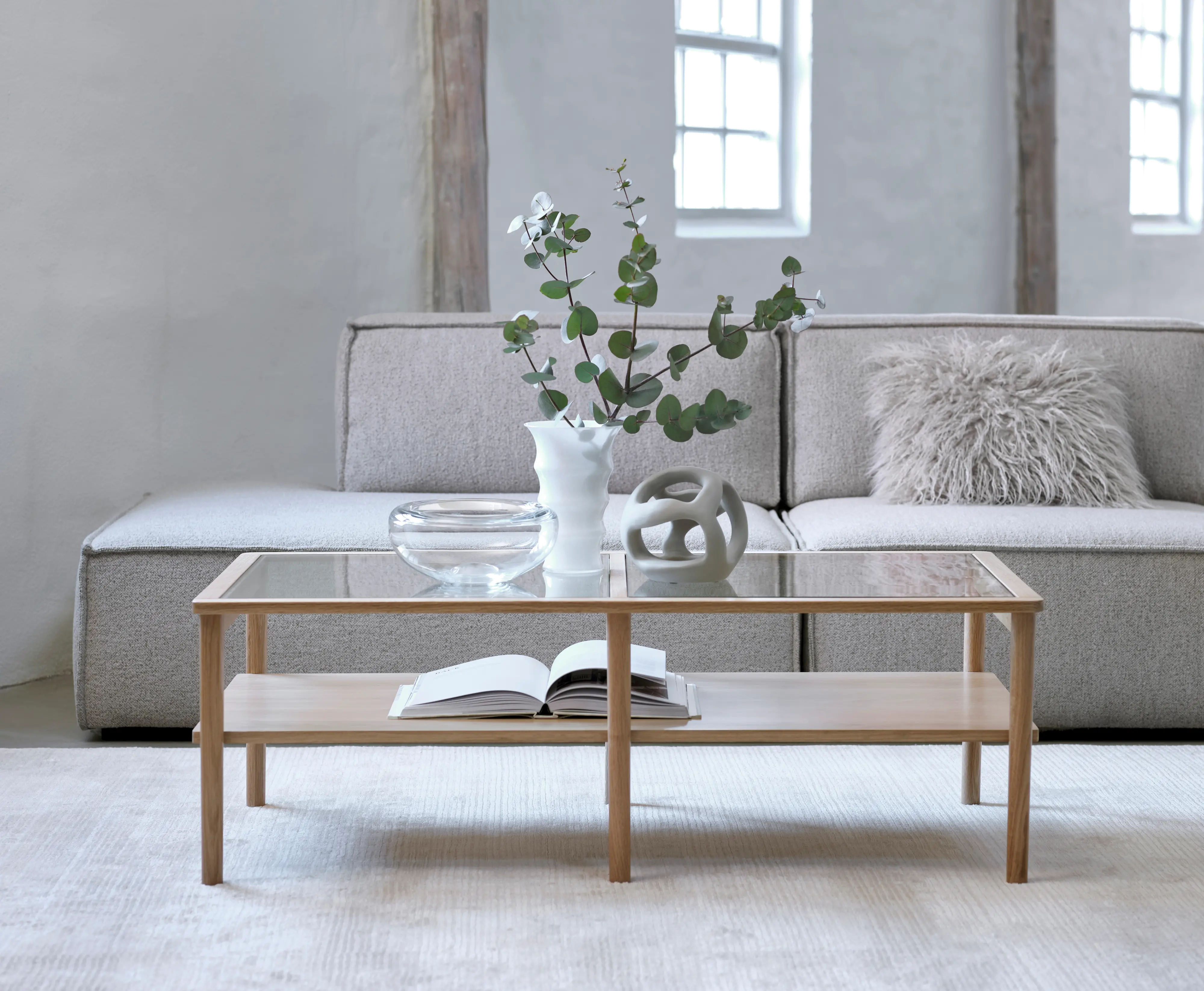 Elsa Natural Oak and Glass Coffee Table | RC Willey