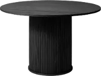 Nola Black Oak Round Dining Table with Slatted Pedestal Base | RC Willey