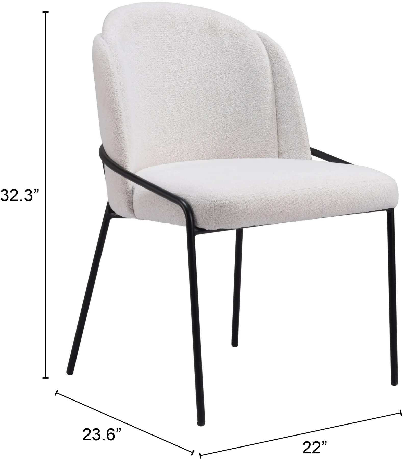 Baranzate Ivory Shearling Dining Chair | RC Willey