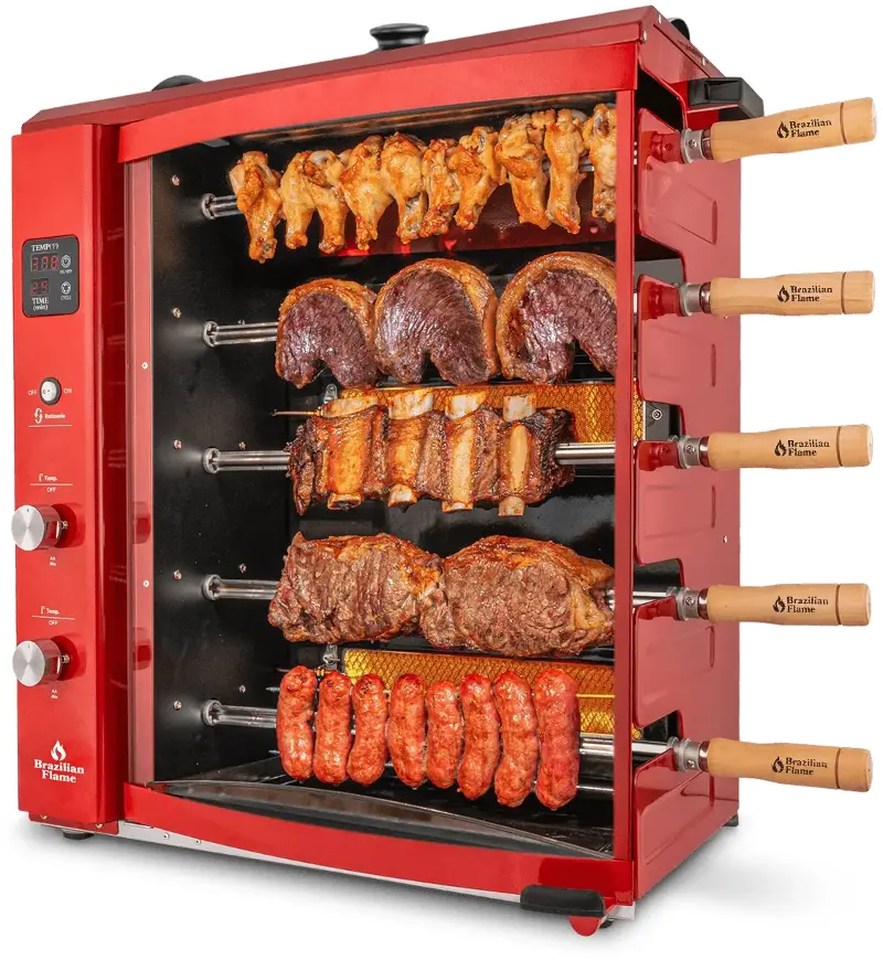 Brazilian Flame Red 5-Skewer LP Gas Rotisserie Grill | RC Willey