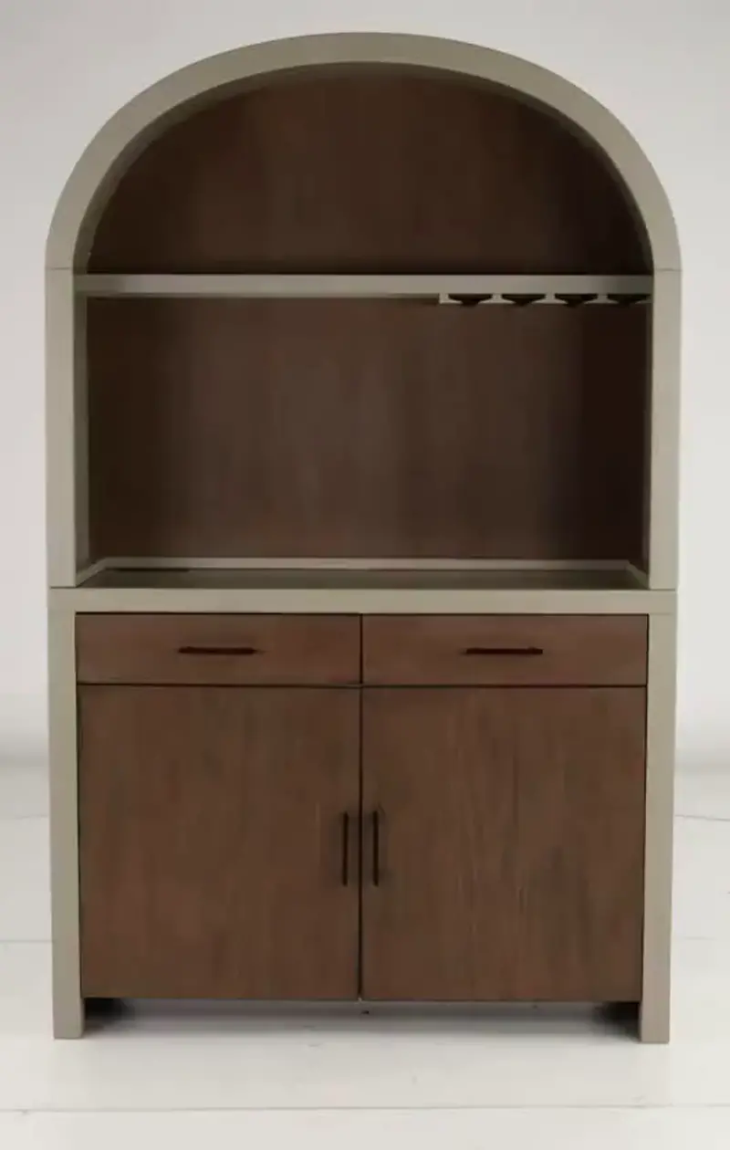 Arch TwoTone Home Bar Cabinet with Hutch | RC Willey