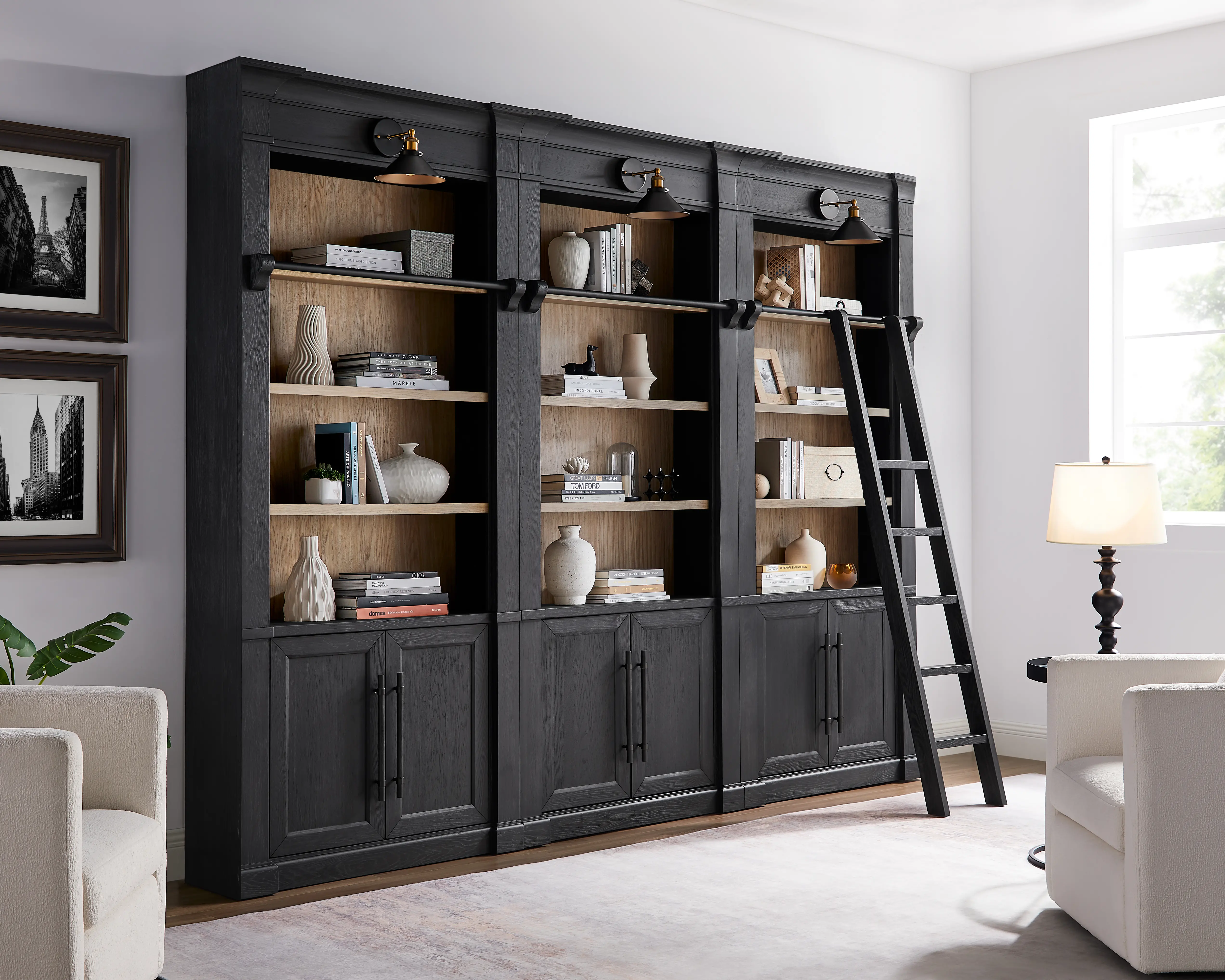 Willow Lane Black and Natural Bookcase | RC Willey