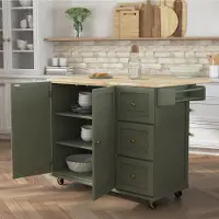 Dolly Madison Sage Kitchen Cart with Brass Hardware | RC Willey