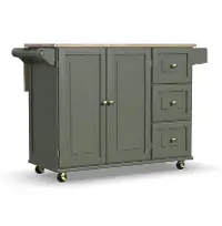 Dolly Madison Sage Kitchen Cart with Brass Hardware | RC Willey