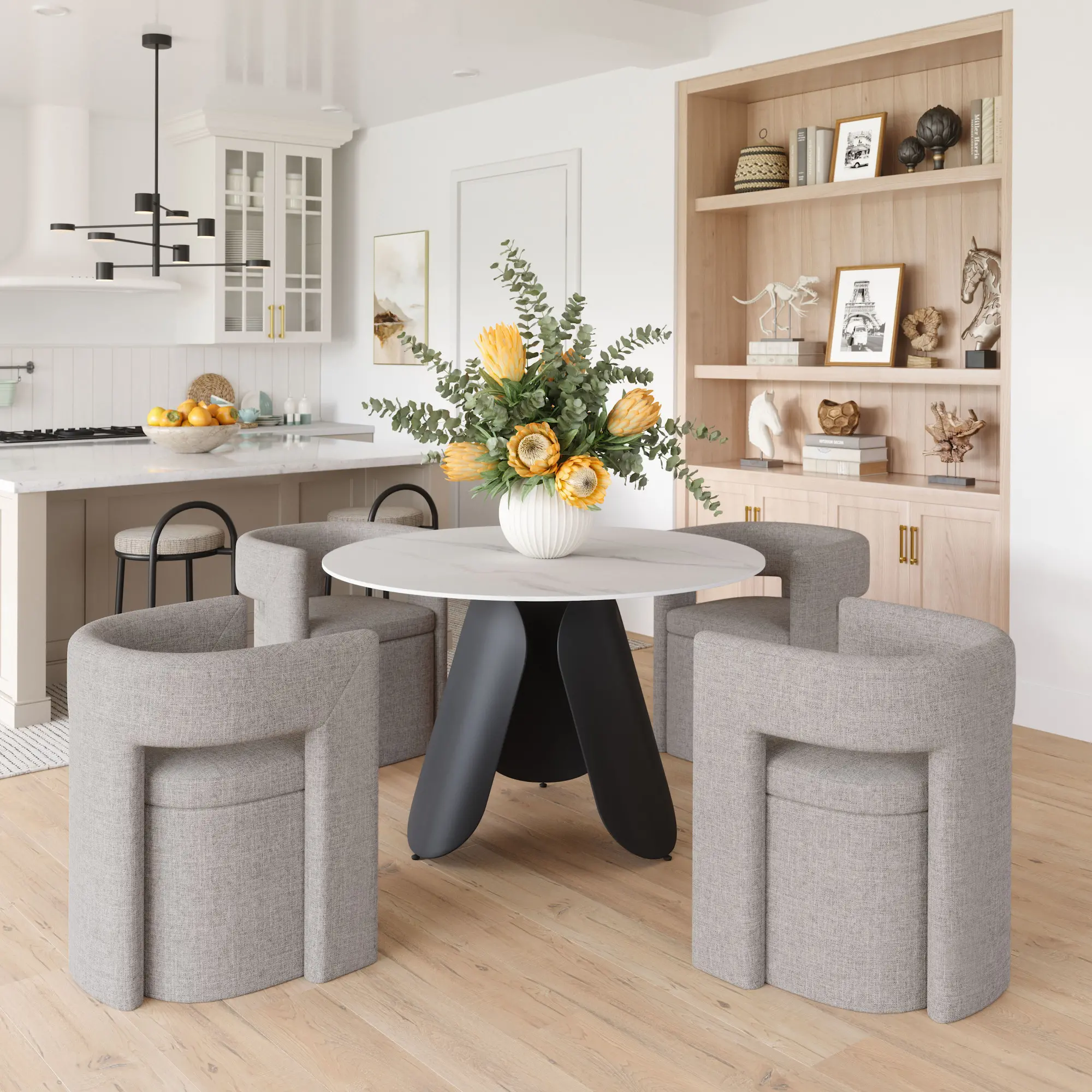 Talon White Marble Round Dining Table | RC Willey