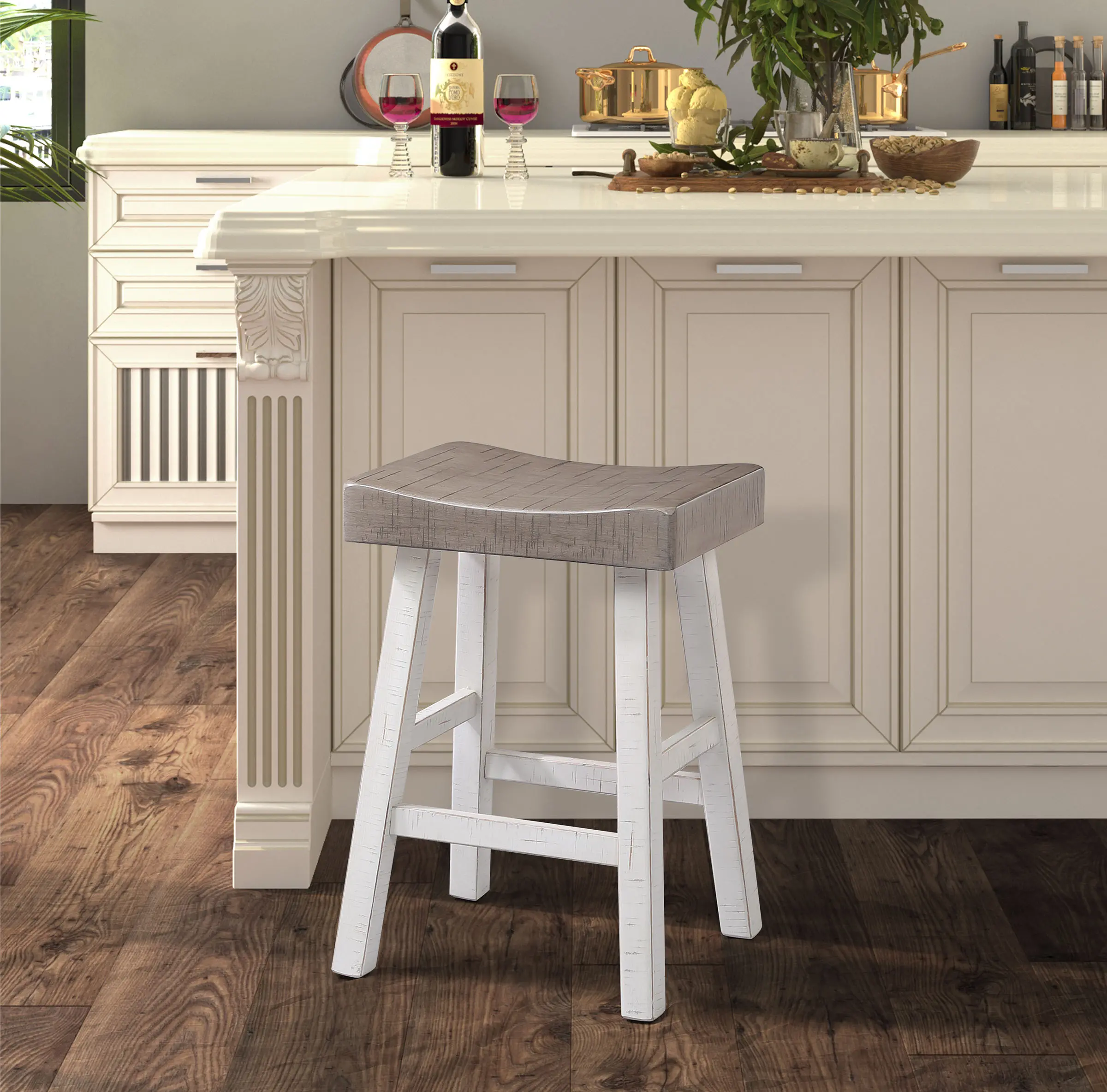 Longley White Counter Height Stools, Set of 2 | RC Willey