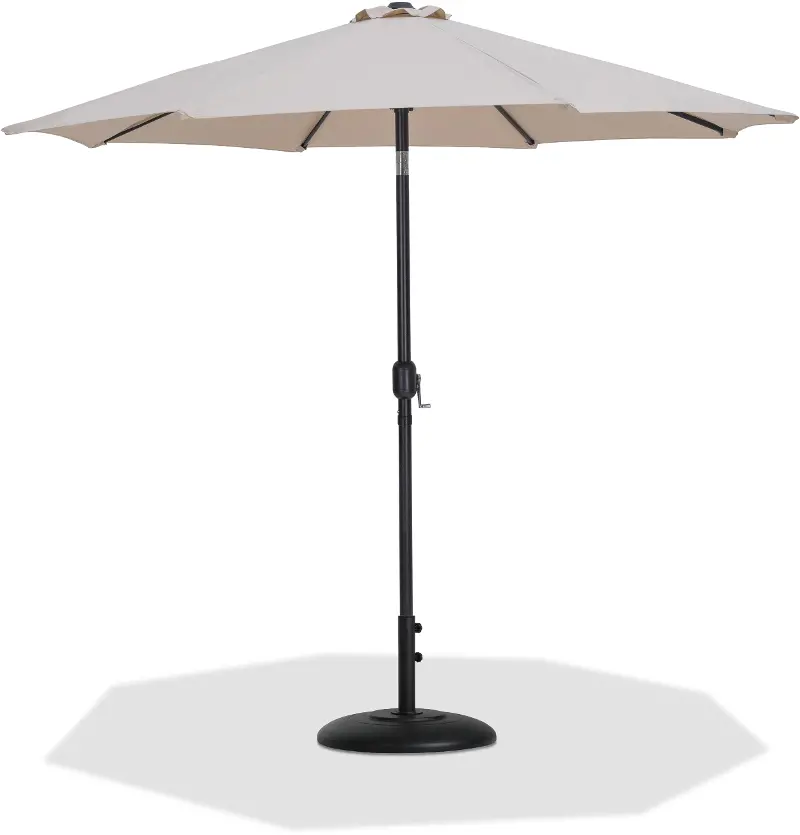 Fiji Beige Patio Umbrella with Black Aluminum Base Set | RC Willey