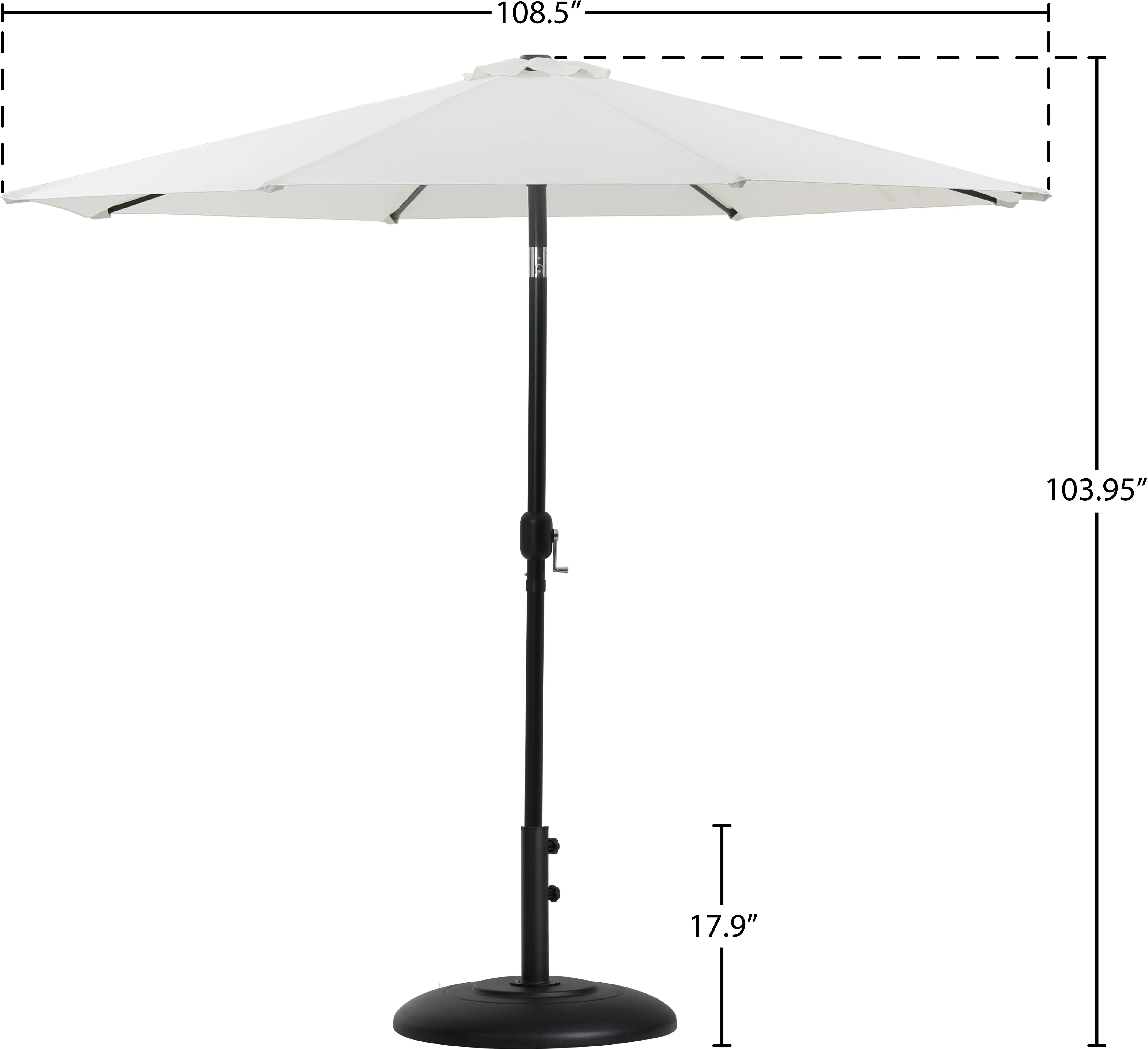 Fiji White Patio Umbrella with Black Aluminum Base Set | RC Willey