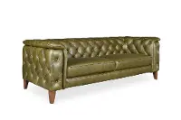 Laurel Olive Green Italian Leather Sofa | RC Willey
