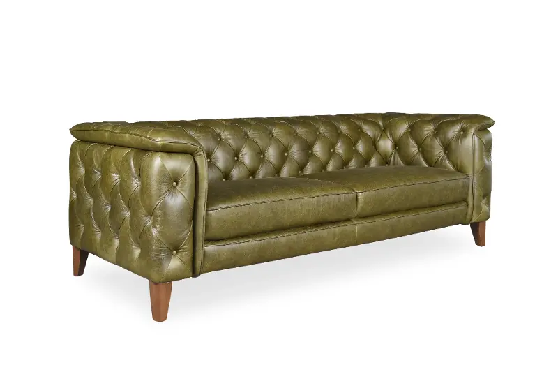 Laurel Olive Green Italian Leather Sofa | RC Willey