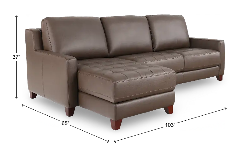 Salerno Stout Brown Leather Sofa Sleeper with Left-Arm Facing Storage ...