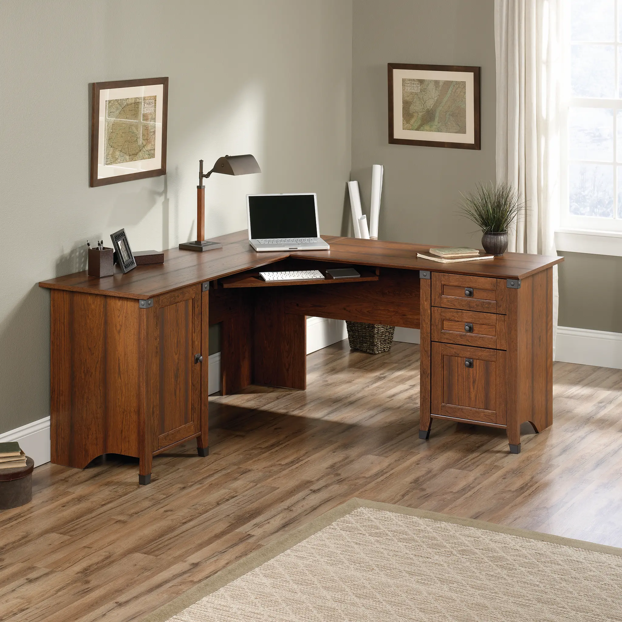 Cherry Corner L-Shaped Desk | RC Willey